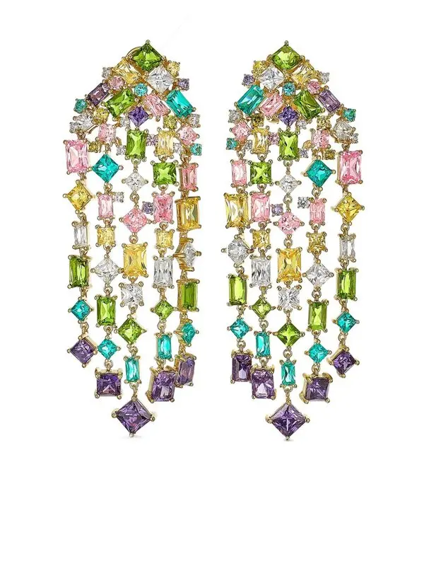 ANABELA CHAN 18kt Gold Vermeil Multi-stone Cascade Earrings - Blue