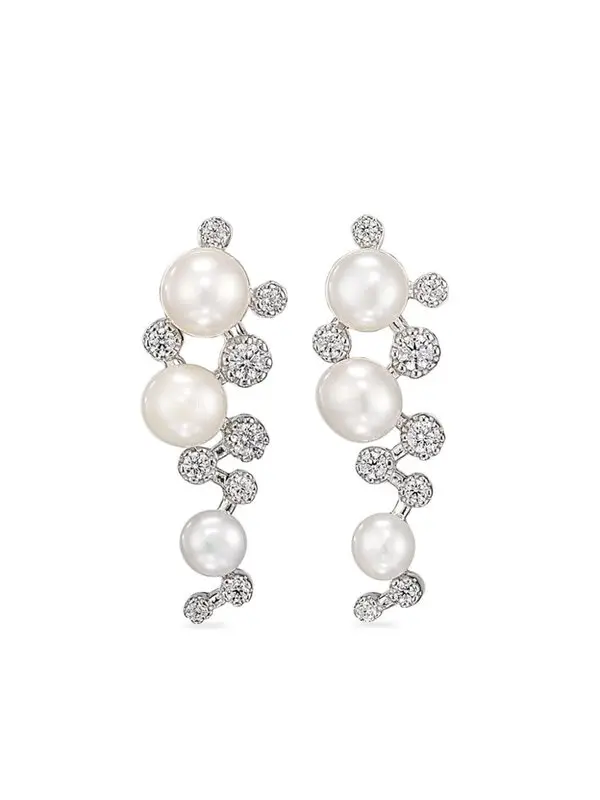 ANABELA CHAN 18kt Gold Diamond And Pearl Mini Constellation Earrings - White