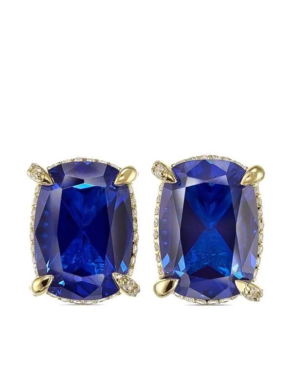 ANABELA CHAN 18kt Yellow Gold Vermeil Wing Sapphire And Diamond Earrings - Blue