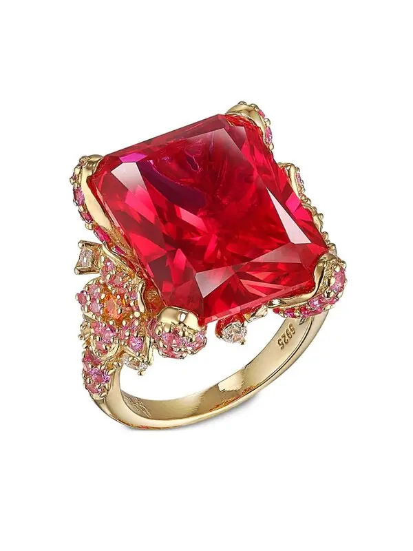 ANABELA CHAN 18kt Yellow Gold Vermeil Ruby Gemstone Ring - Red