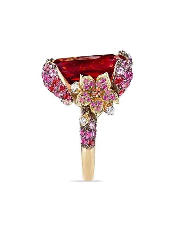 ANABELA CHAN 18kt Yellow Gold Vermeil Ruby Gemstone Ring - Red