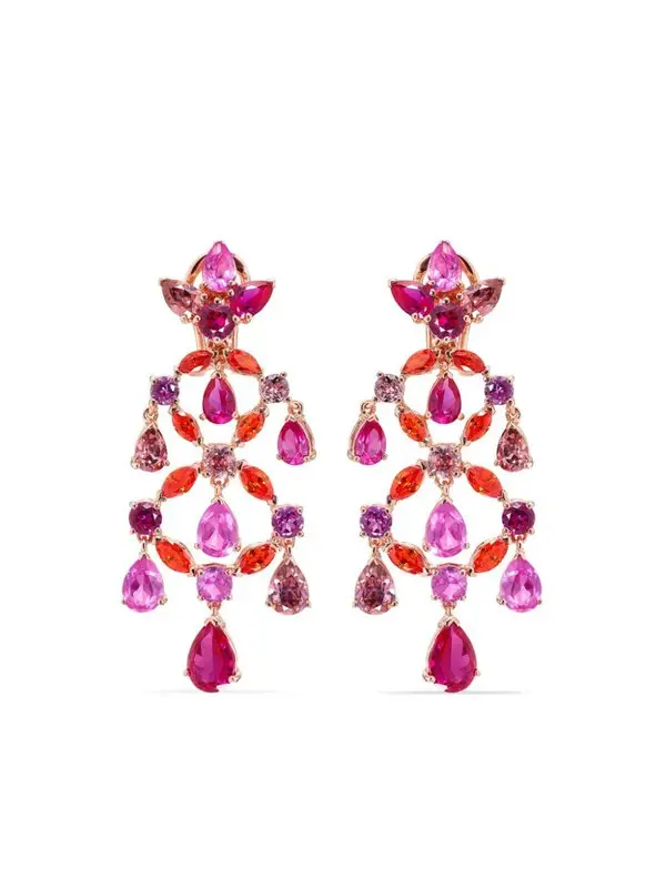 ANABELA CHAN 18kt Gold Multi-stone Chandelier Earrings - Red