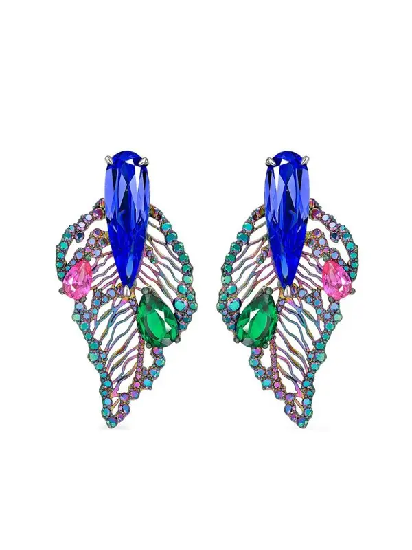ANABELA CHAN 18kt White Gold Vermeil Rainbow Titan Multi-stone Earrings - Blue