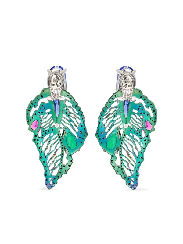 ANABELA CHAN 18kt White Gold Vermeil Rainbow Titan Multi-stone Earrings - Blue