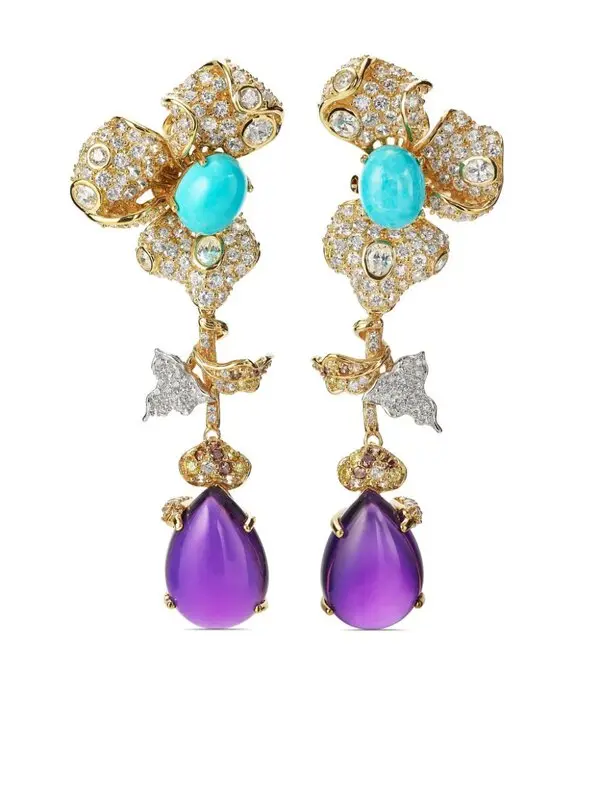 ANABELA CHAN 18kt Yellow Orchid Multi-stone Drop Earrings - Gold