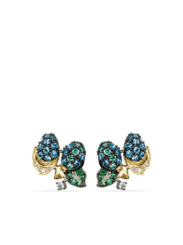 ANABELA CHAN 18kt Gold Greenberry Multi-stone Drop Earrings - Green