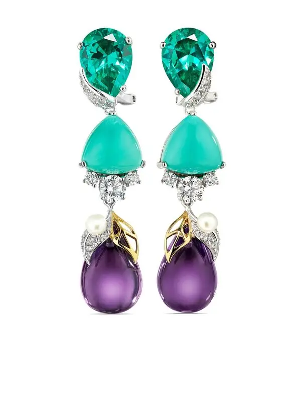 ANABELA CHAN 18kt White Gold Vermeil Berry Multi-stone Drop Earrings - Blue