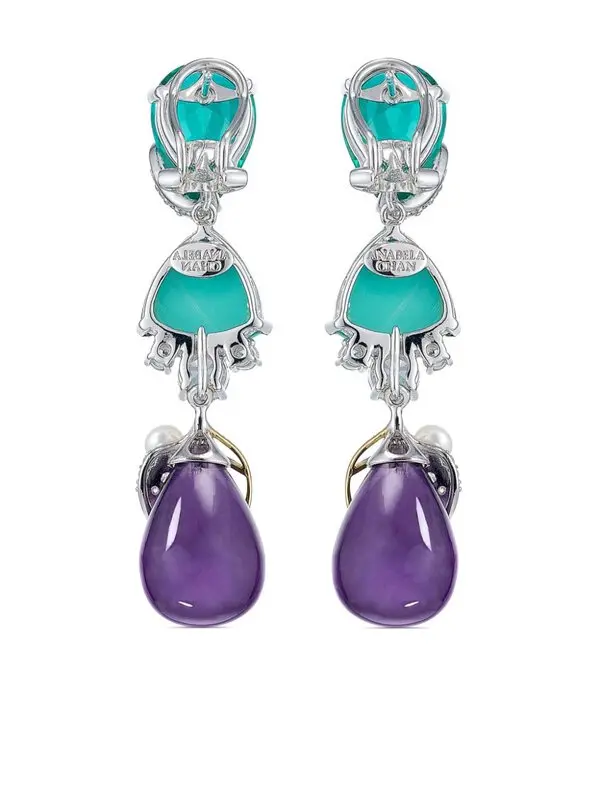 ANABELA CHAN 18kt White Gold Vermeil Berry Multi-stone Drop Earrings - Blue