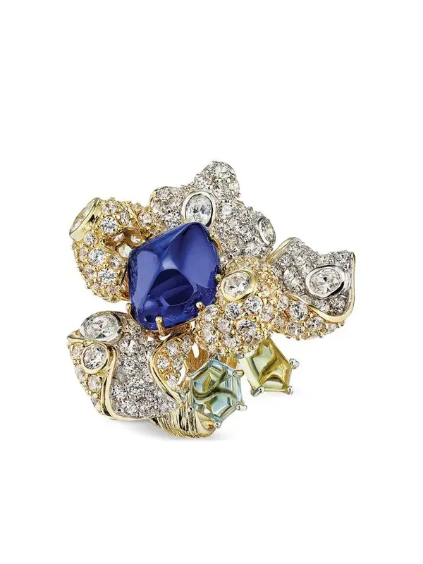 ANABELA CHAN 18kt Gold Vermeil Sapphire Blossom Gemstone Ring - Blue
