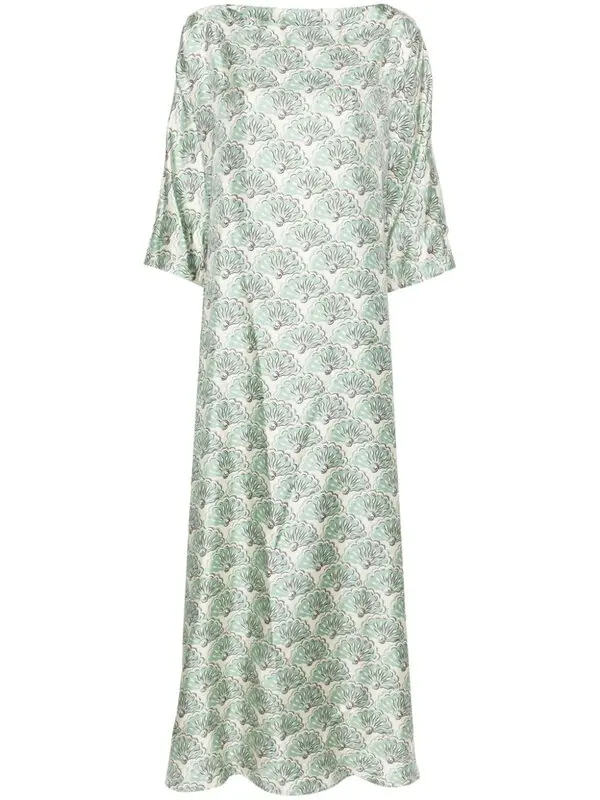 La DoubleJ Fans-print Maxi Dress