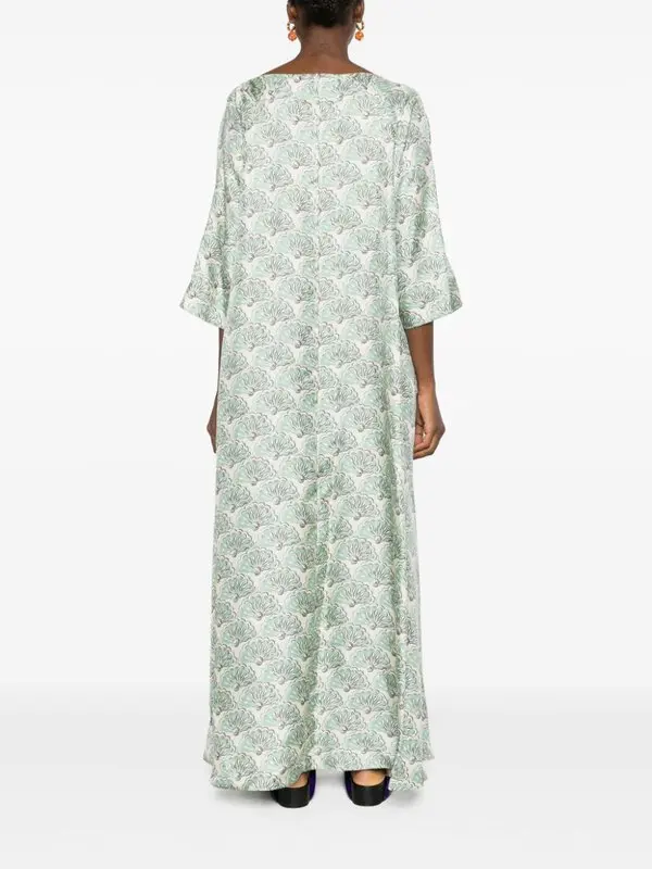 La DoubleJ Fans-print Maxi Dress