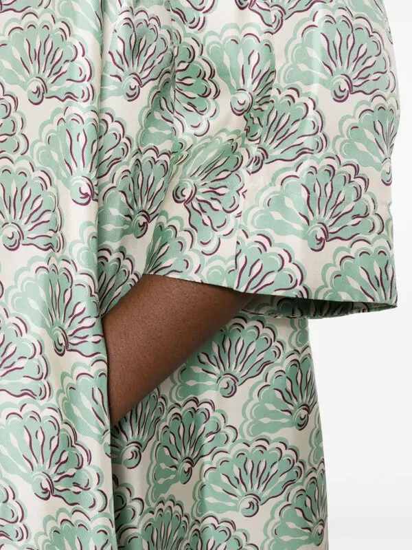 La DoubleJ Fans-print Maxi Dress