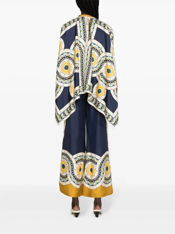 La DoubleJ Geometric-print Silk Shirt - Blue