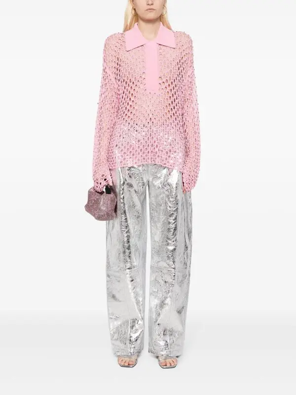 David Koma Crystal-embroidered Net Top