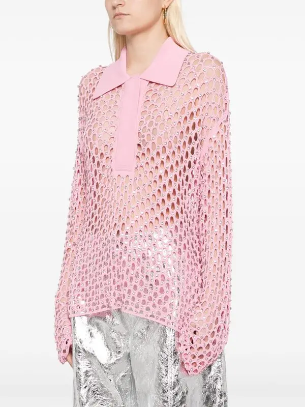David Koma Crystal-embroidered Net Top