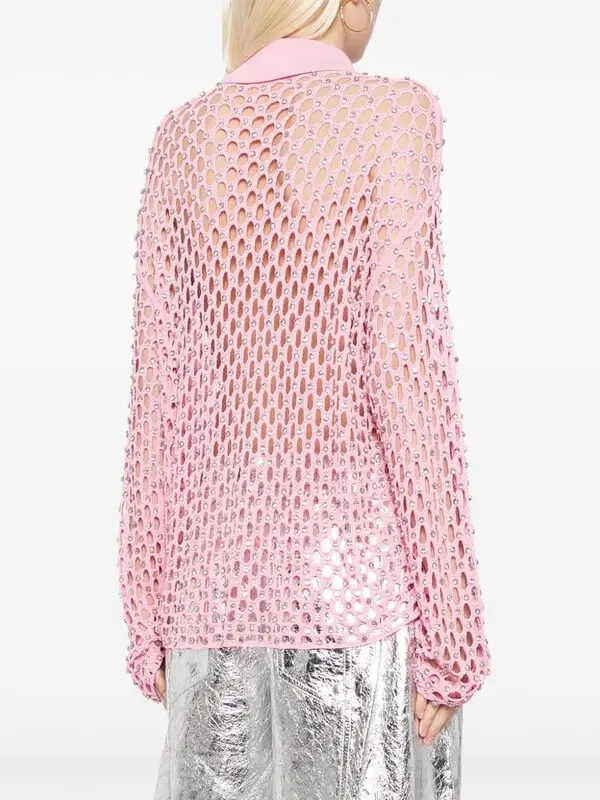 David Koma Crystal-embroidered Net Top