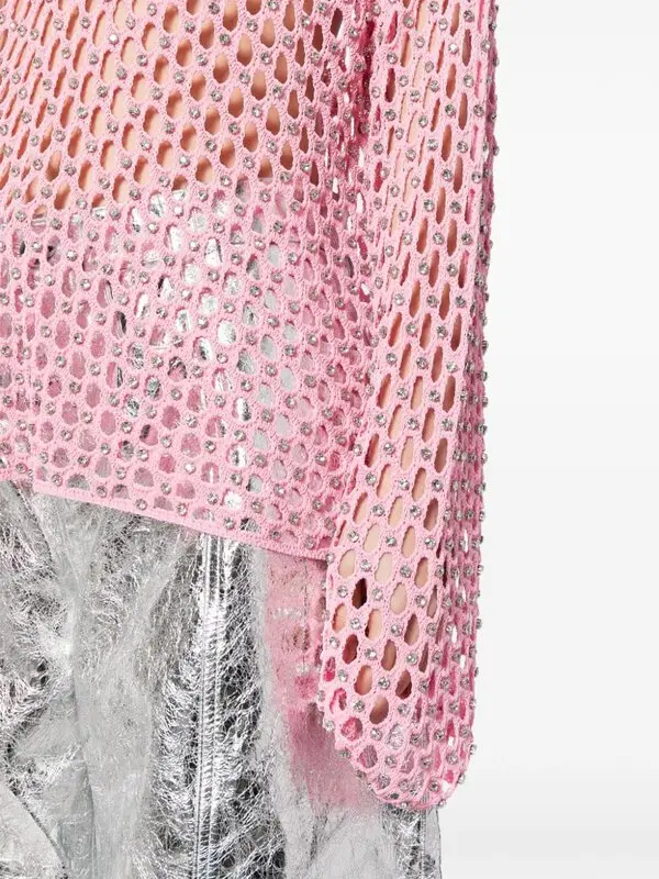 David Koma Crystal-embroidered Net Top