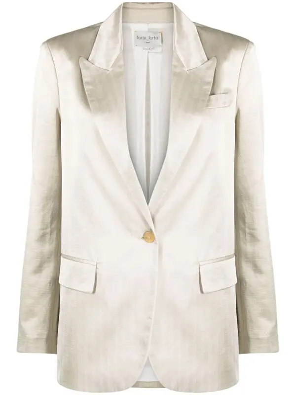 FORTE_FORTE Single-breasted Satin Blazer - Neutrals