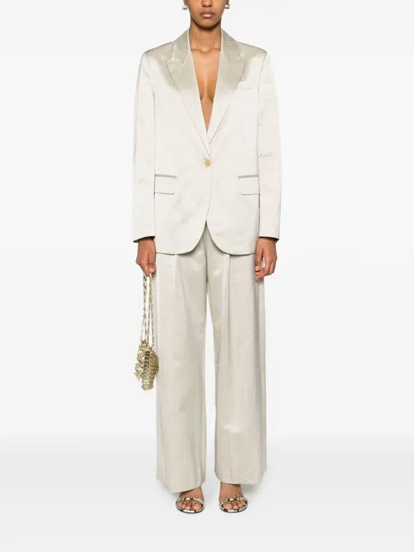 FORTE_FORTE Single-breasted Satin Blazer - Neutrals