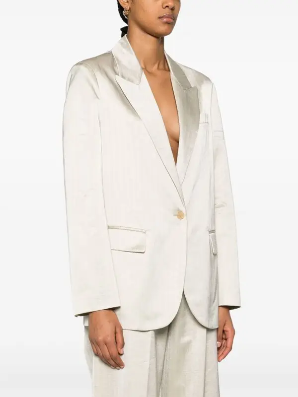 FORTE_FORTE Single-breasted Satin Blazer - Neutrals