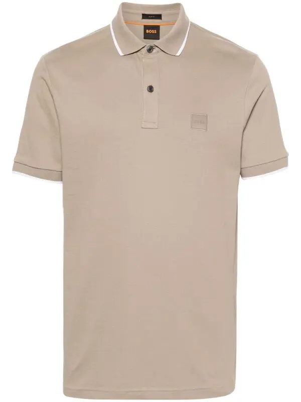 BOSS Logo-patch Piqué Polo Shirt - Neutrals