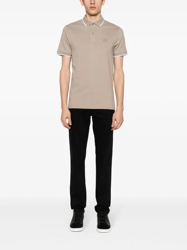 BOSS Logo-patch Piqué Polo Shirt - Neutrals