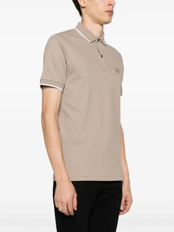BOSS Logo-patch Piqué Polo Shirt - Neutrals