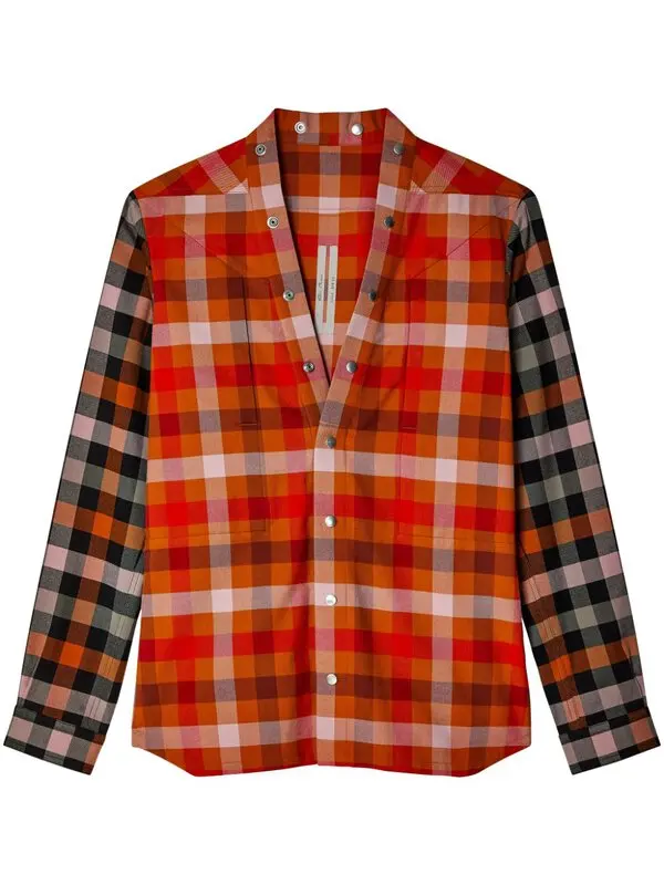 Rick Owens Check-print Panelled Shirt