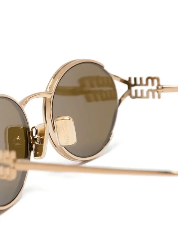 Miu Miu Tone Oval Frame Sunglasses - Gold
