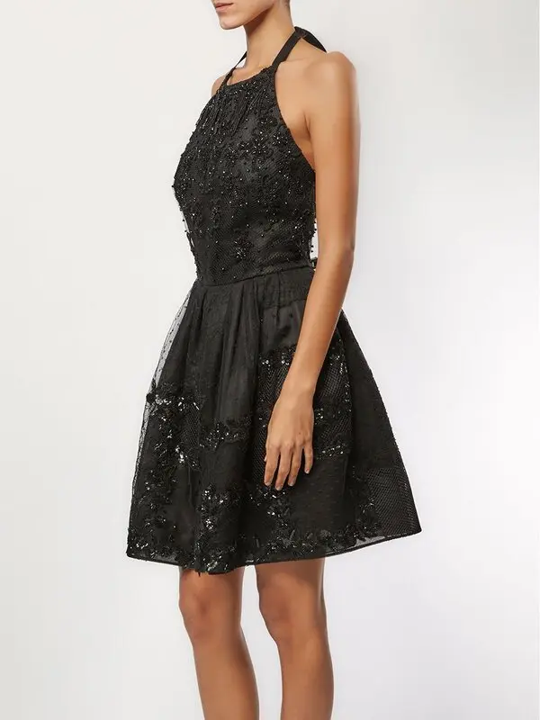 Oscar De La Renta Embellished Backless Dress