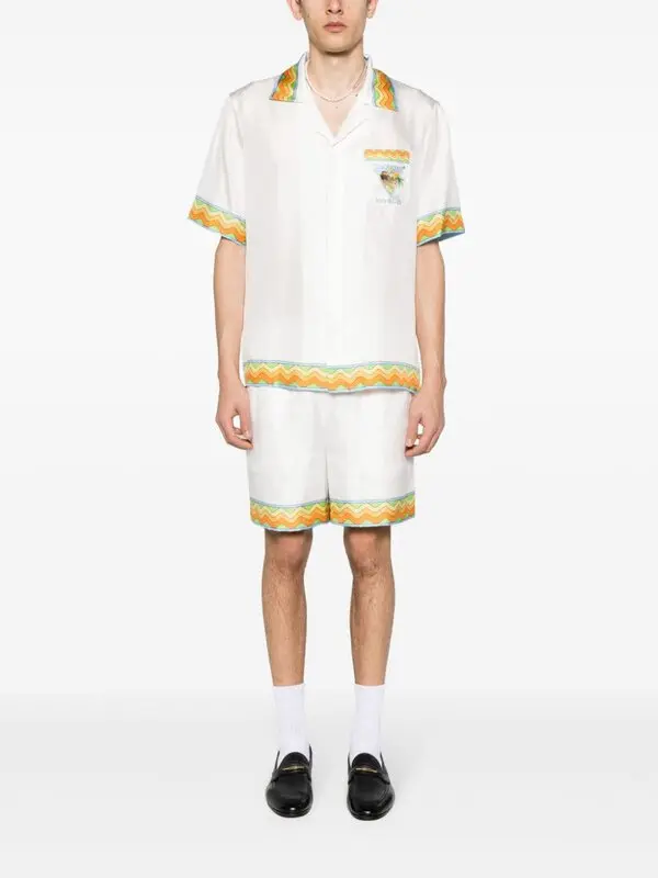Casablanca Afro Cubism Tennis Club Silk Shorts - White