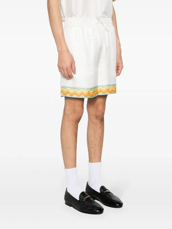 Casablanca Afro Cubism Tennis Club Silk Shorts - White