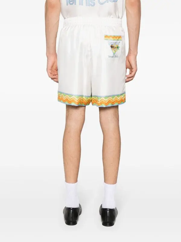 Casablanca Afro Cubism Tennis Club Silk Shorts - White