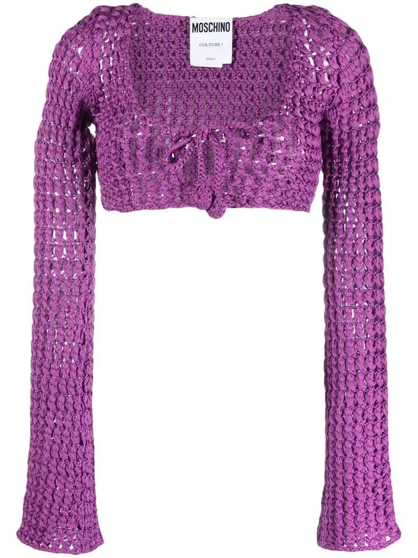 Moschino Open-knit Cropped Top - Purple