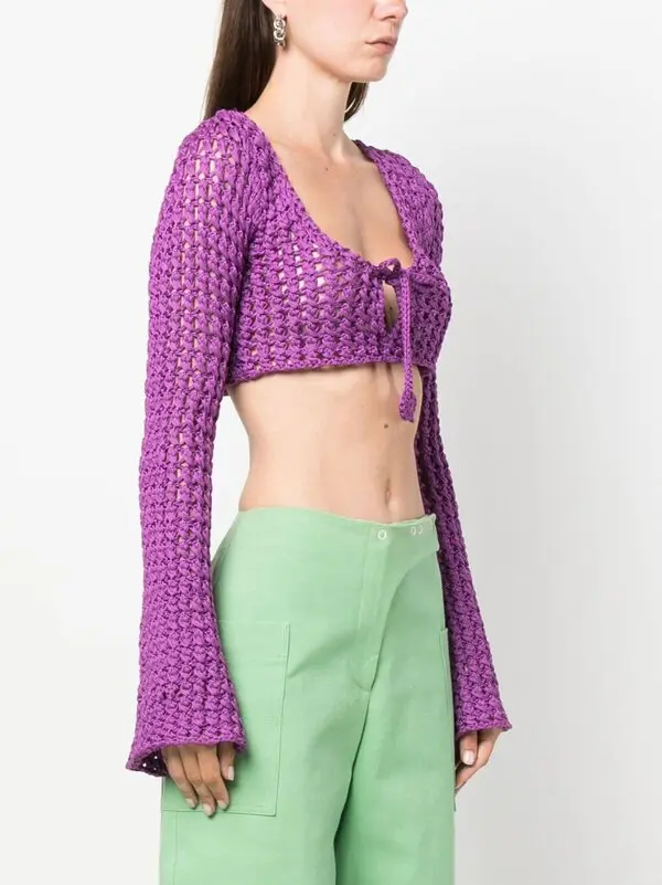 Moschino Open-knit Cropped Top - Purple