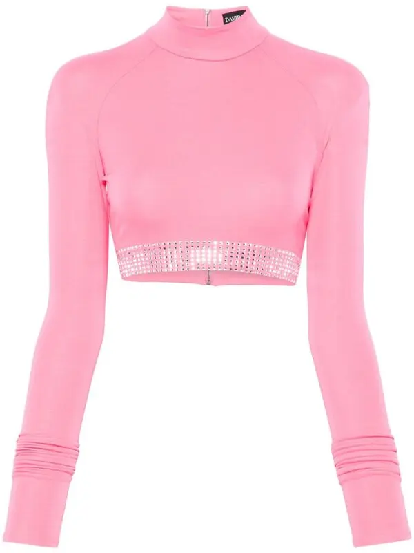 David Koma Rhinestone-embellished Crop Top