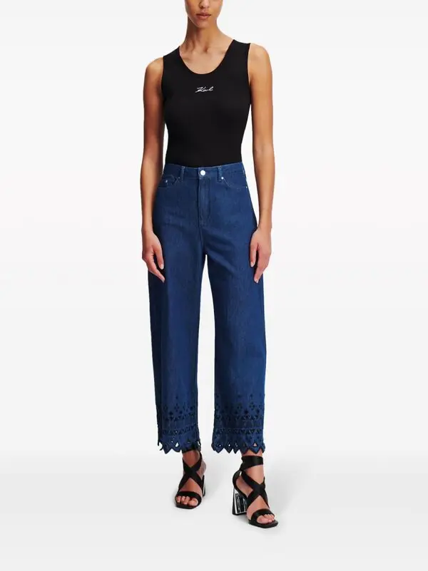 Karl Lagerfeld Broderie Anglaise Cropped Jeans