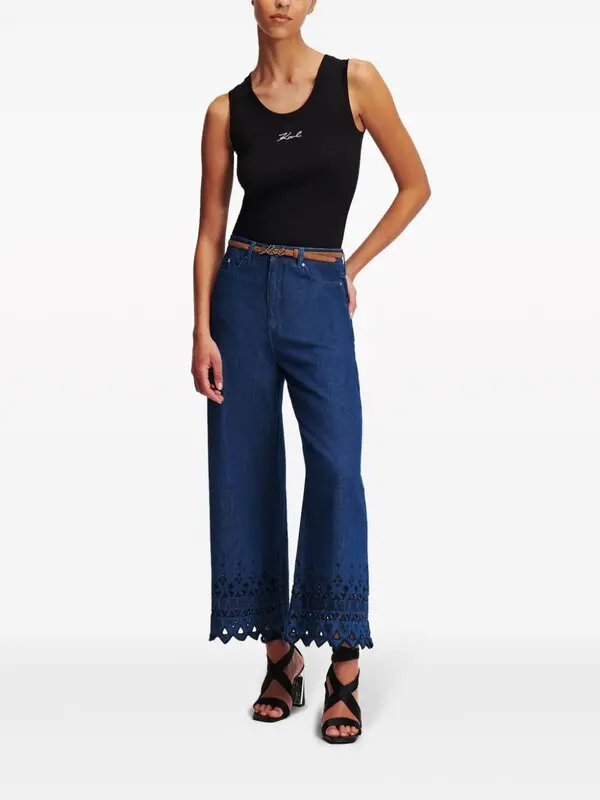 Karl Lagerfeld Broderie Anglaise Cropped Jeans
