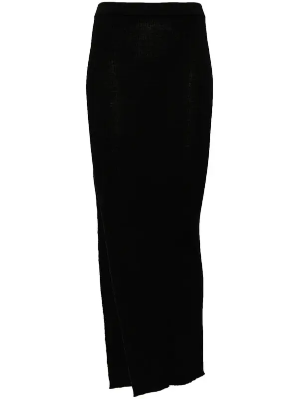 Rick Owens Ziggy Ribbed-knit Maxi Skirt - Black