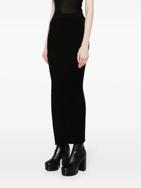Rick Owens Ziggy Ribbed-knit Maxi Skirt - Black