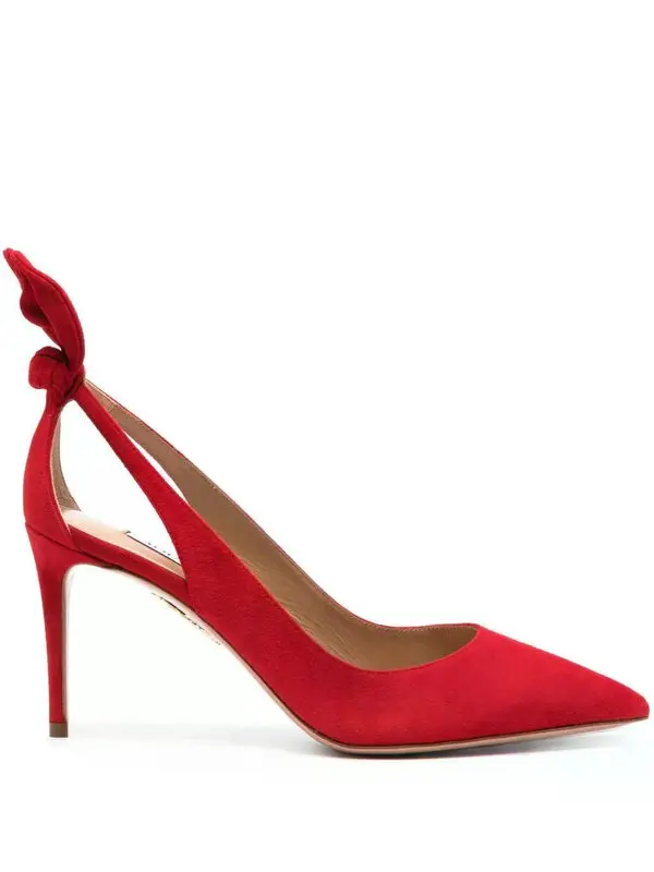 AQUAZZURA Bow Tie 85mm Suede Pumps - Red