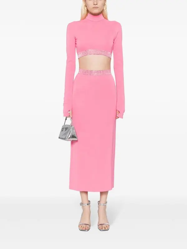 David Koma Crystal-embellished Midi Skirt - Pink