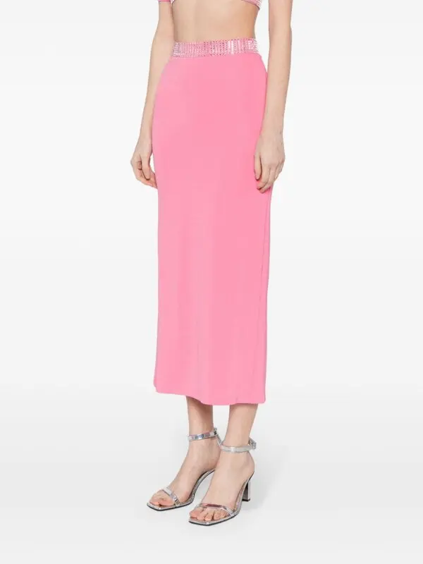 David Koma Crystal-embellished Midi Skirt - Pink
