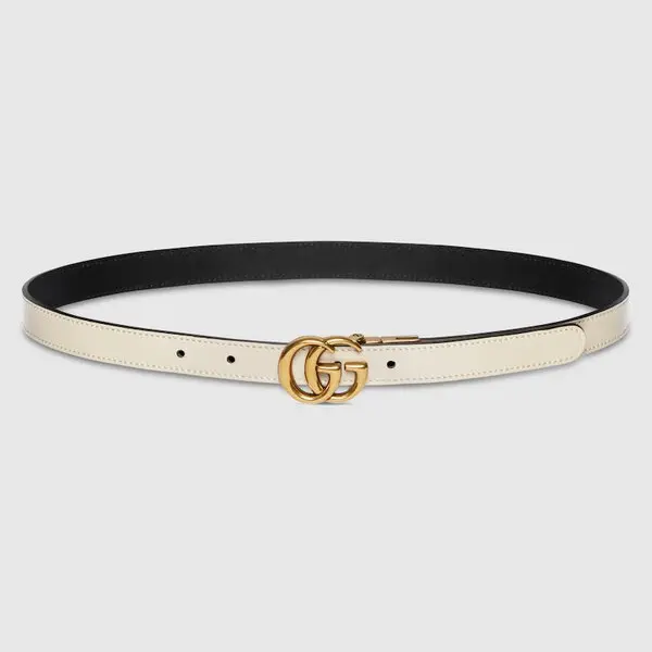 Gucci Gg Marmont Reversible Thin Belt - Black