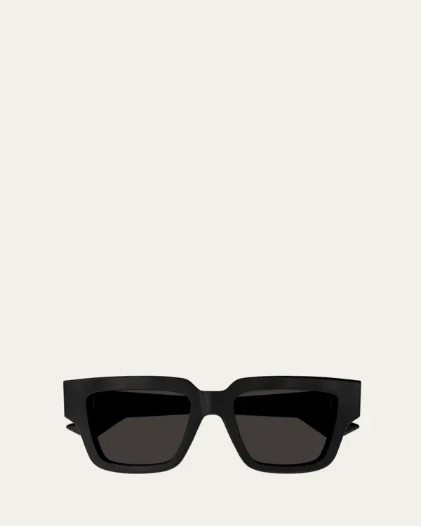 Bottega Veneta Engraved Logo Acetate Cat Eye Sunglasses - Shiny Solid Black