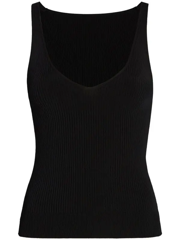 Another Tomorrow Ribbed-knit Tank Top - Black