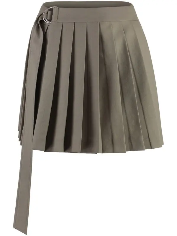 Ami Pleated Virgin Wool Wrap Skirt