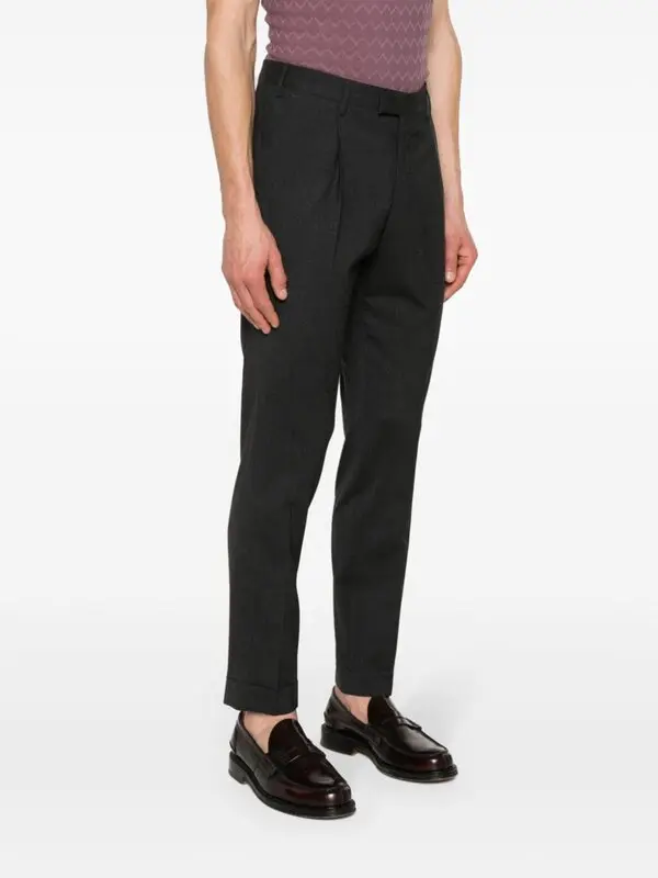 PT TORINO Pleated Slim-cut Trousers - Grey