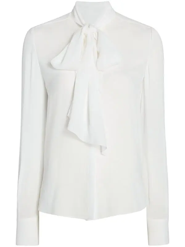 Another Tomorrow Enka®-blend Tie-neck Blouse