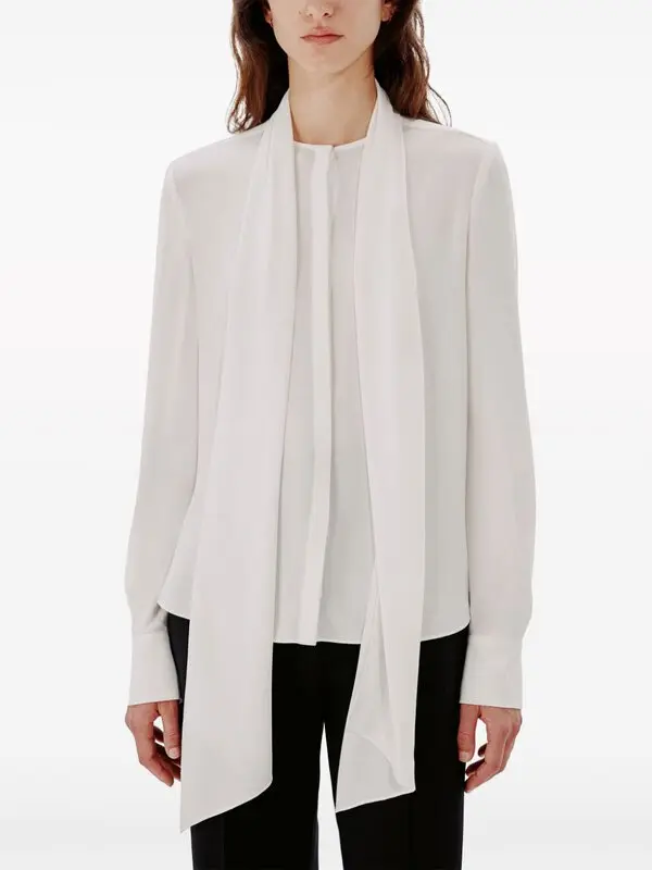 Another Tomorrow Enka®-blend Tie-neck Blouse
